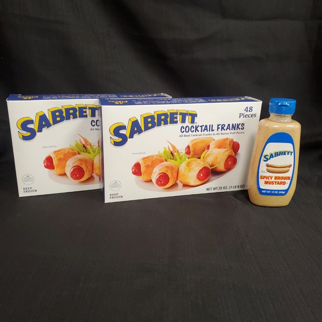 Sabrett Cocktail Franks-Twin pack 96 Pieces & Sabrett Mustard