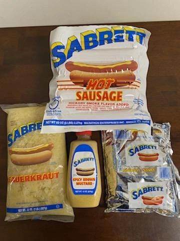 The Sizzler Package Beef Hot Sausage, Mustard, Sauerkraut & Onions
