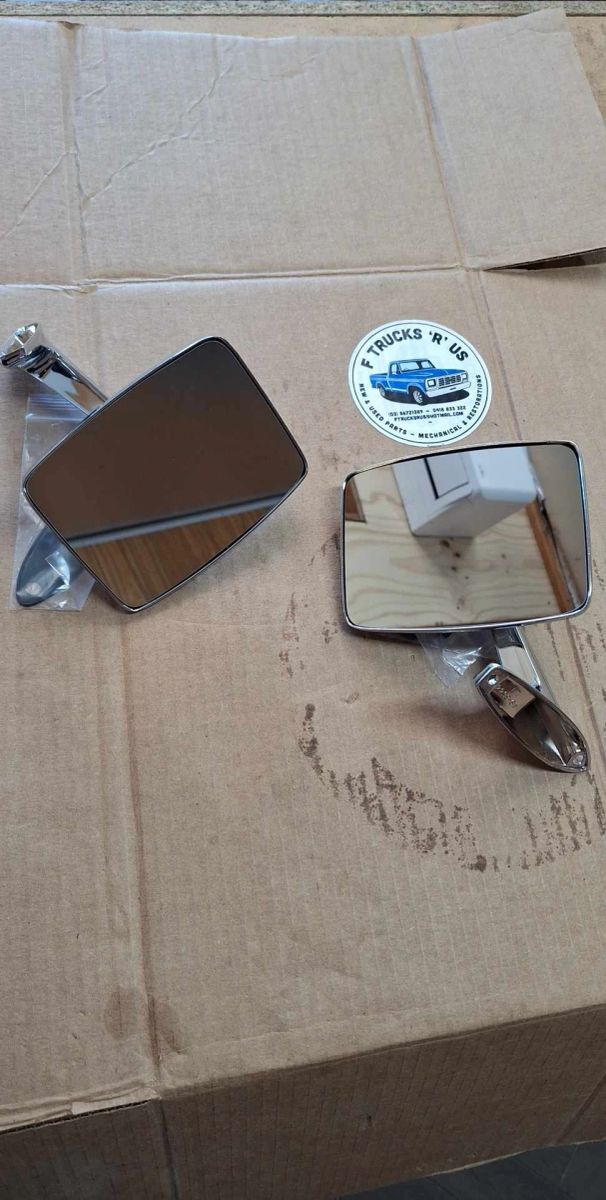 Ford F100 F250 F350 Bronco 1981-1992 Chrome Mirror Pair with Pads