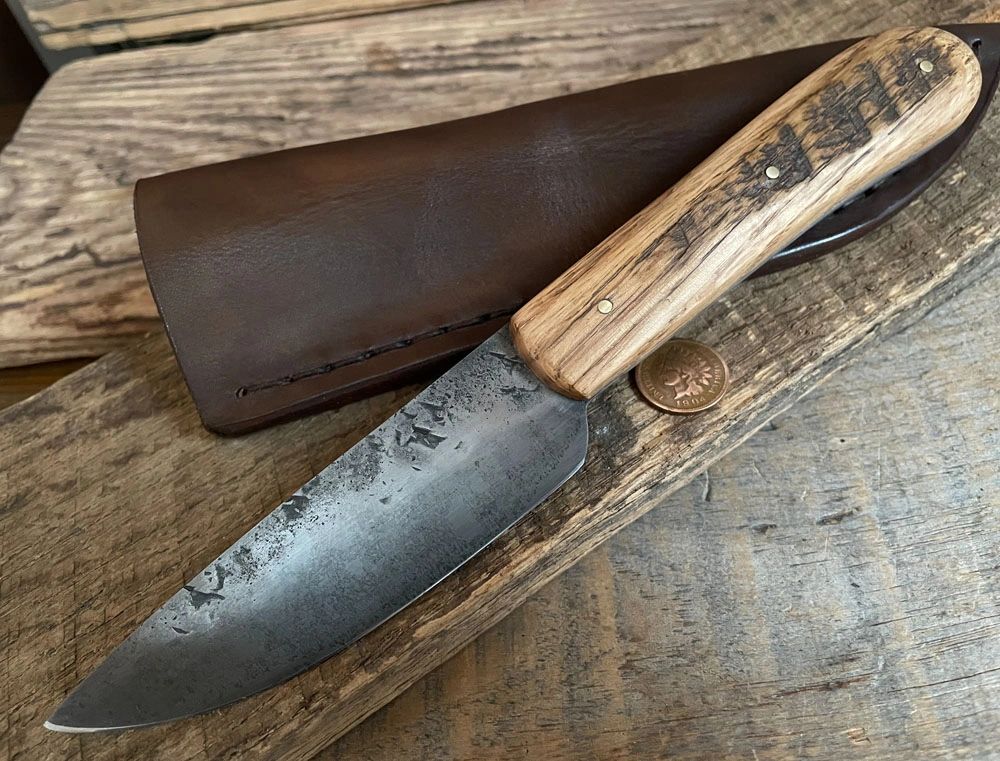 Frontier Woodsman - Belt Knife - Aged vintage Oak - Antiqued Sheath ...