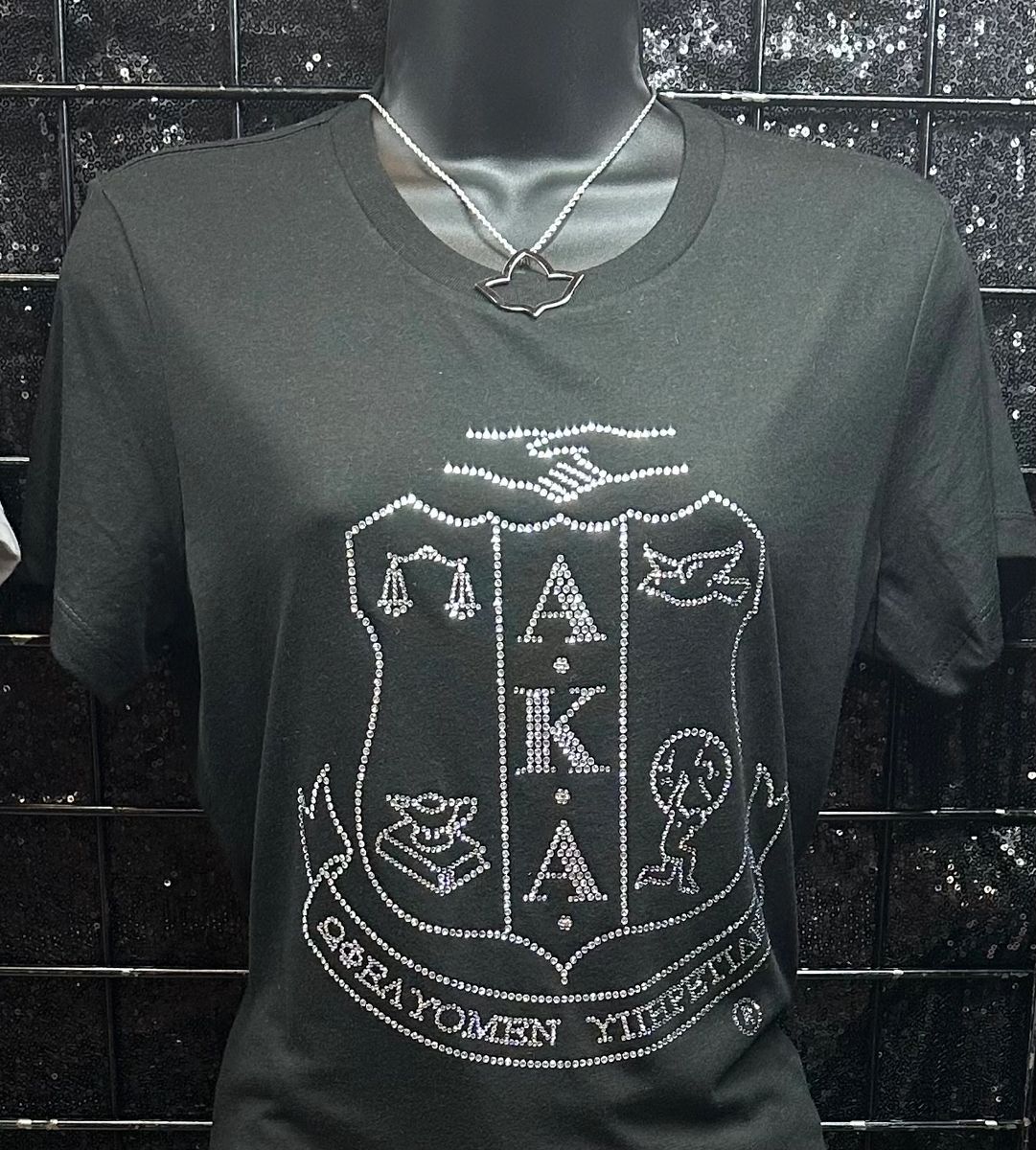 AKA® Rhinestone Shield Short-Sleeve Tee BLACK