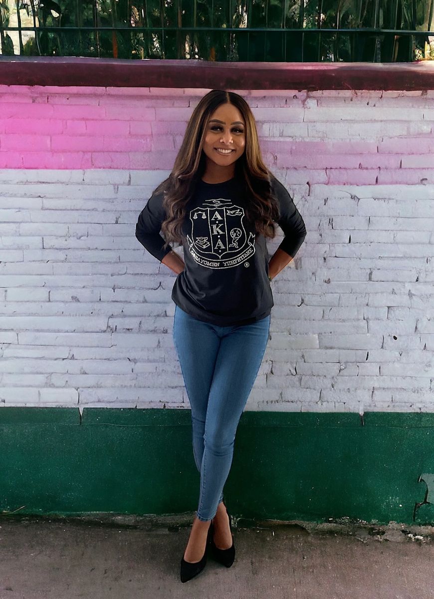 AKA® Rhinestone Shield Long-Sleeve Tee