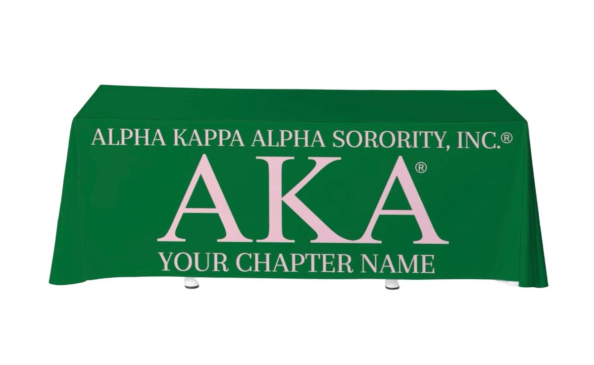 AKA® Tablecloth Green with Pink AKA