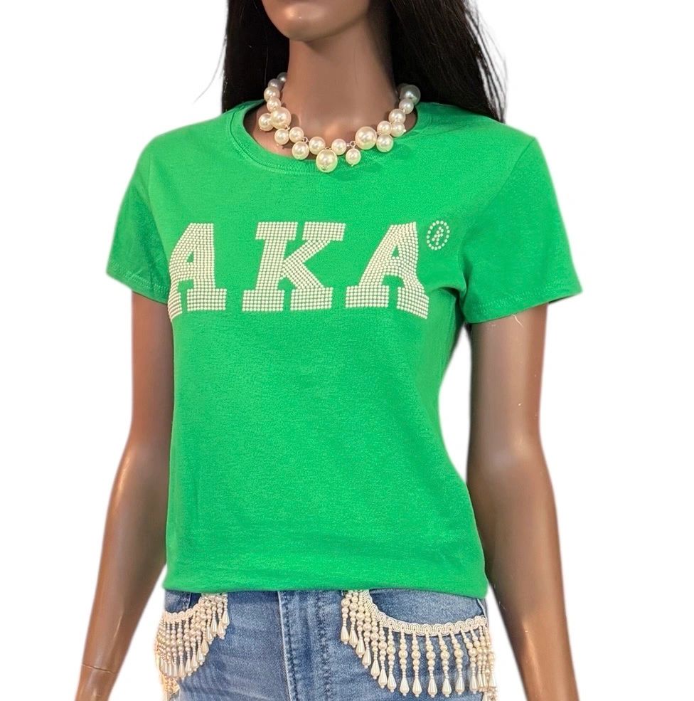 AKA® Pearl Letters Tee Green