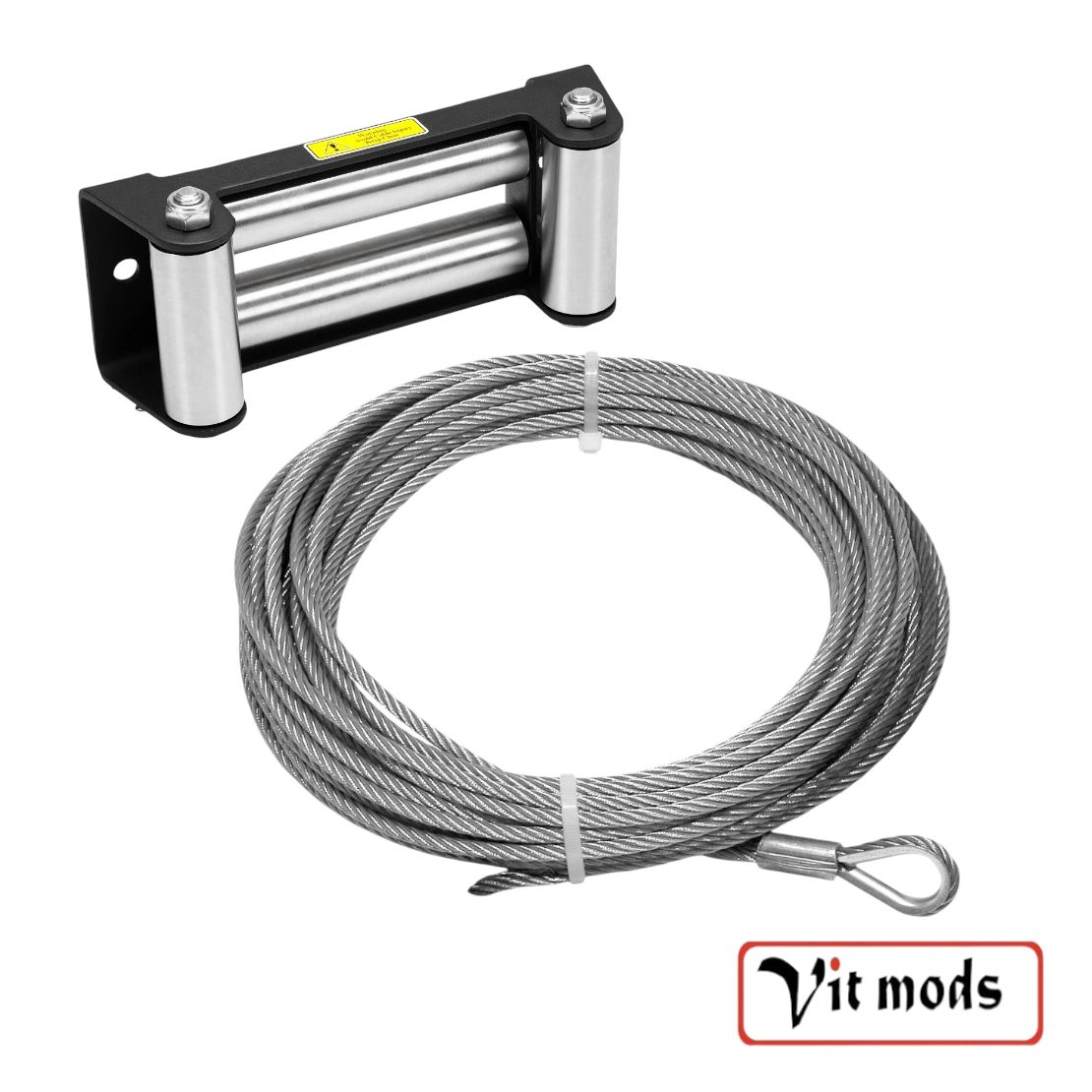 Large Roller Fairlead, Black. Heavy Duty Zinc Plated Rollers + WIRE ...