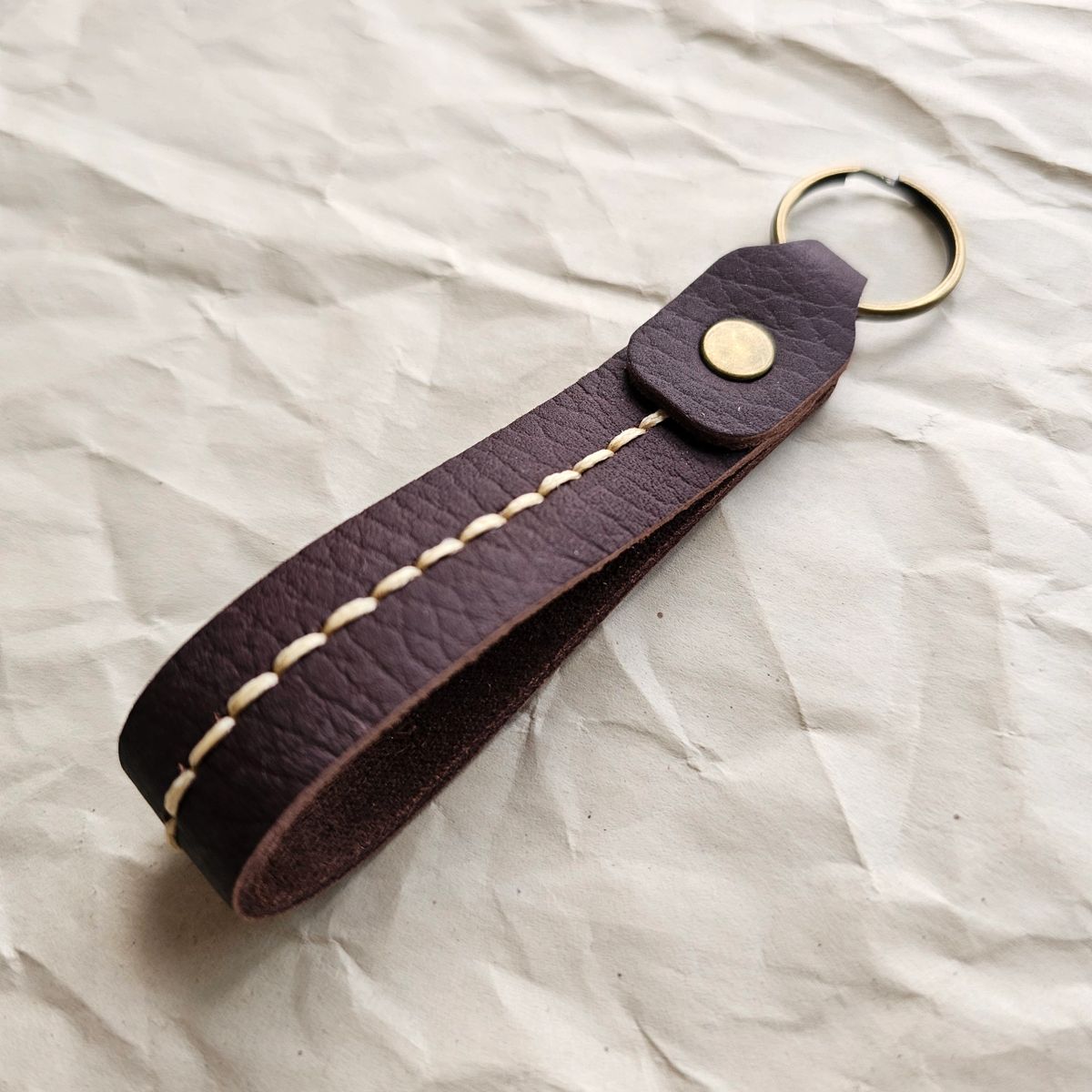 Handmade, Handstitched Leather Keychain