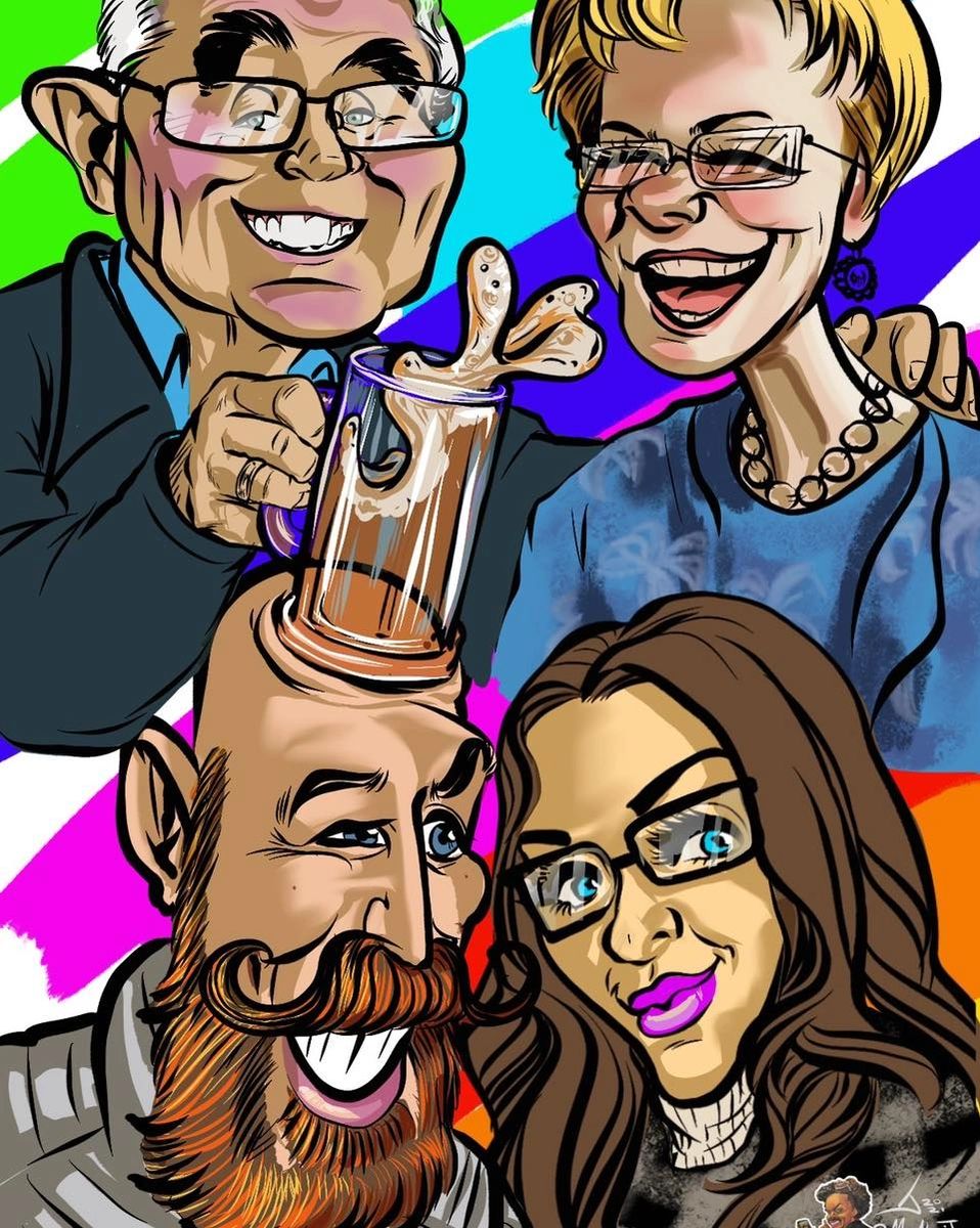 Colored in Line work | Digital Caricature drawing Face & Shoulders ...