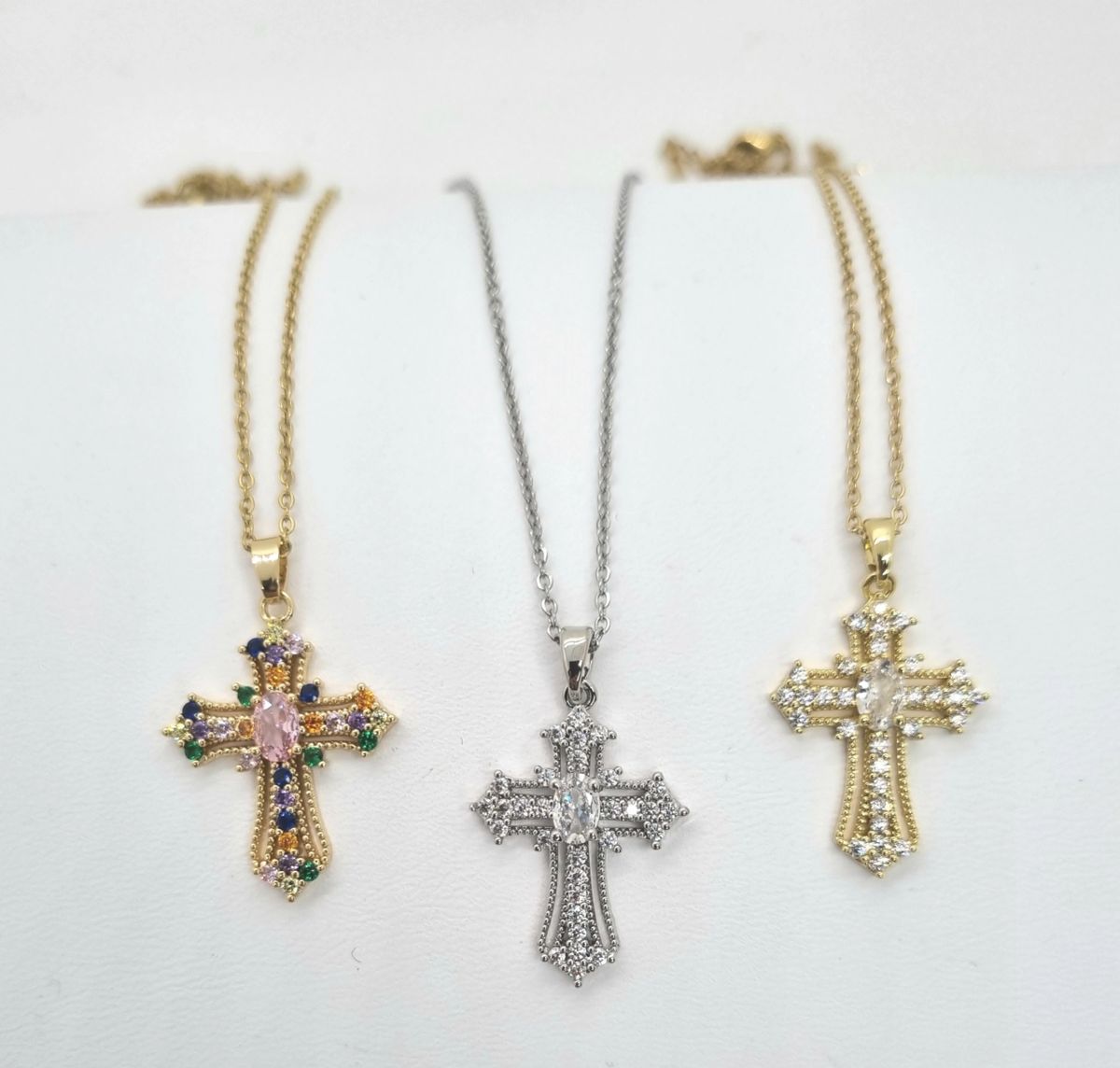 Gothic bling gem cross