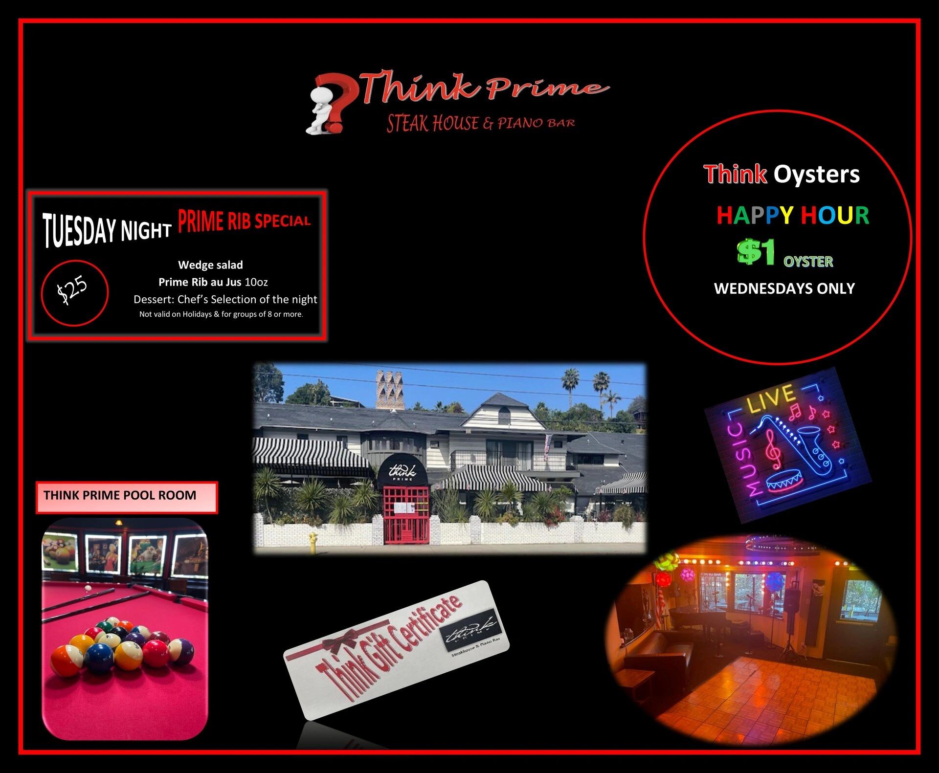 Think Prime Steak House - Live Music, Piano Bar