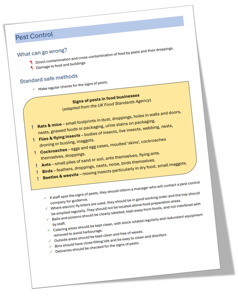 Pest Control - Build Your Own HACCP