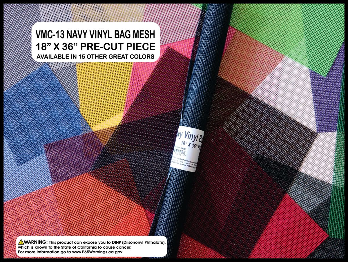 NAVY VINYL BAG MESH PRE-CUT PIECE