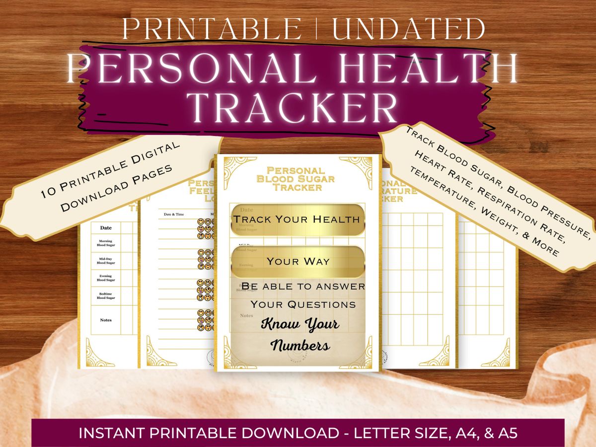 Personal Health Tracker Digital Download Printable PDF Tracker