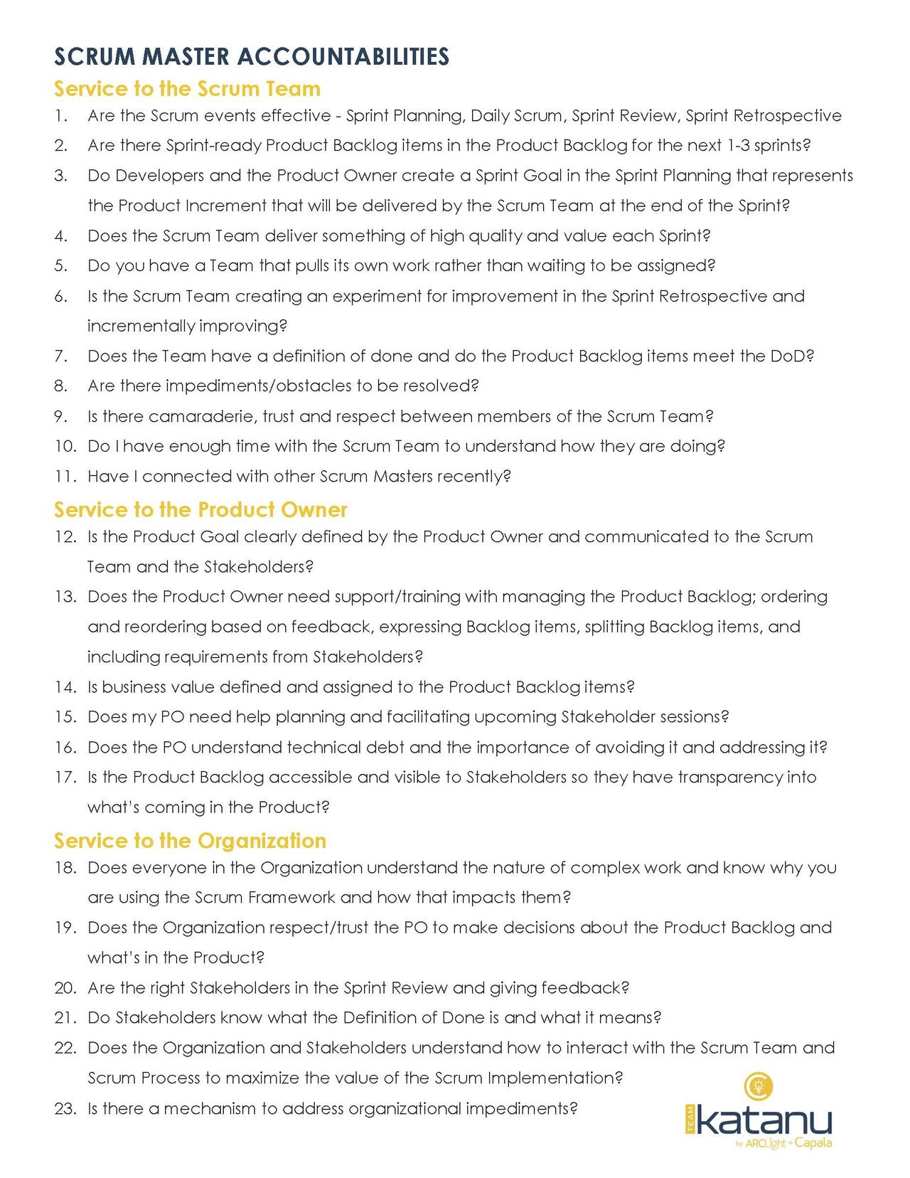ScrumMaster Accountabilities Checklist – katanu