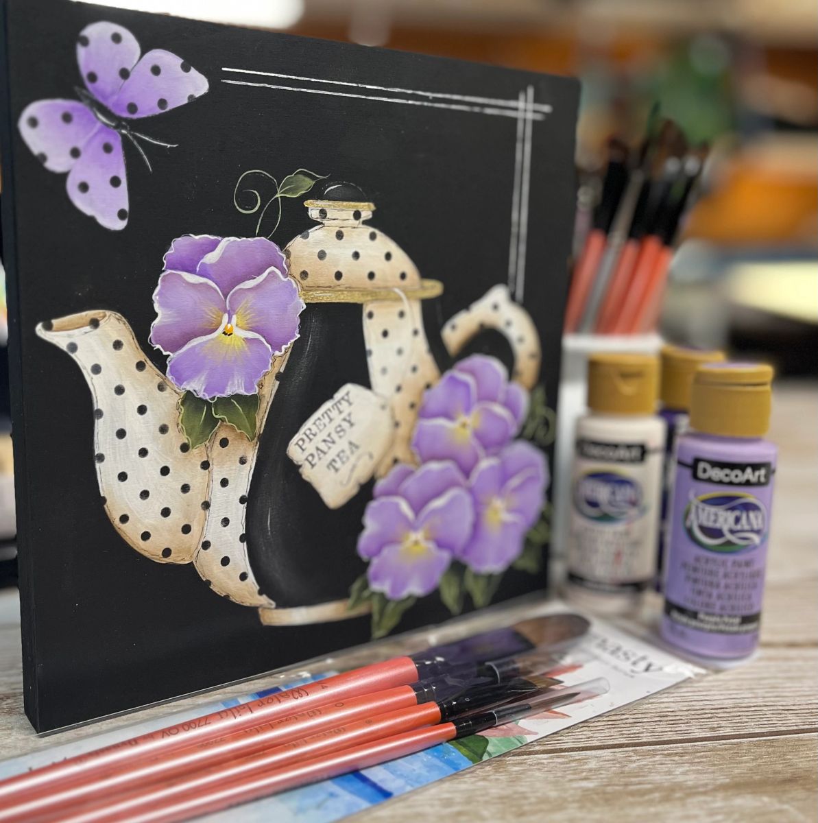 Pretty Pansies Tea Pot E Pattern