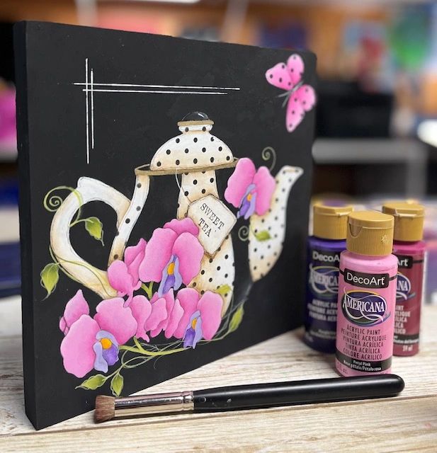 Sweet Pea Tea Pot 8 x 8