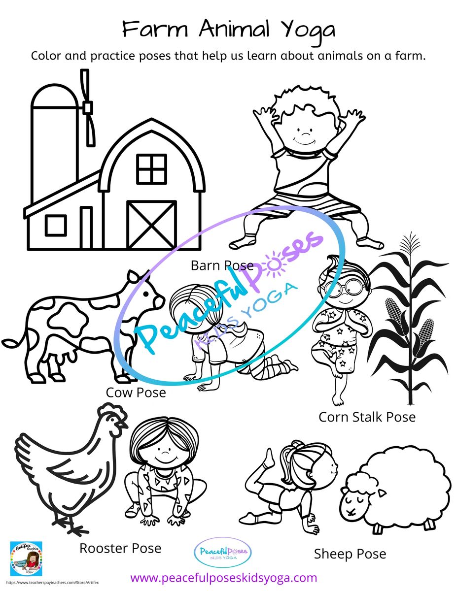 Farm Animal Yoga Coloring Page