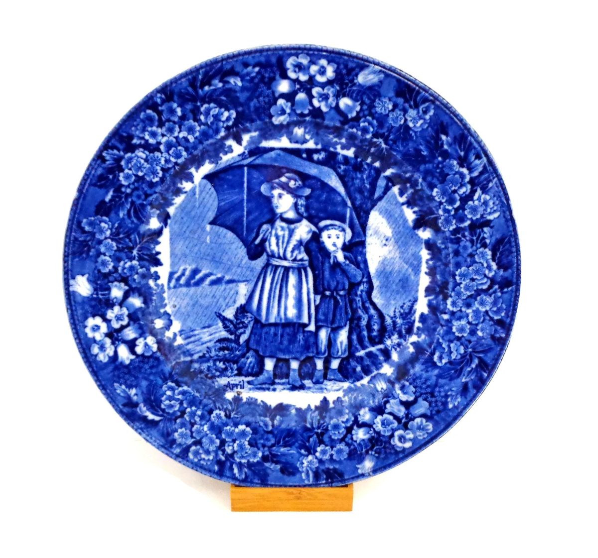 Wedgwood April Plate Antique Aesthetic Movement Blue and White