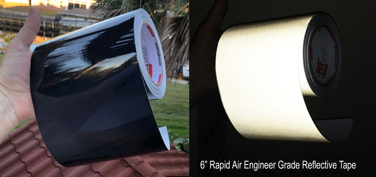 6" BLACK Engineer Grade Reflective Tape - 3 Types - Bright, Brighter ...
