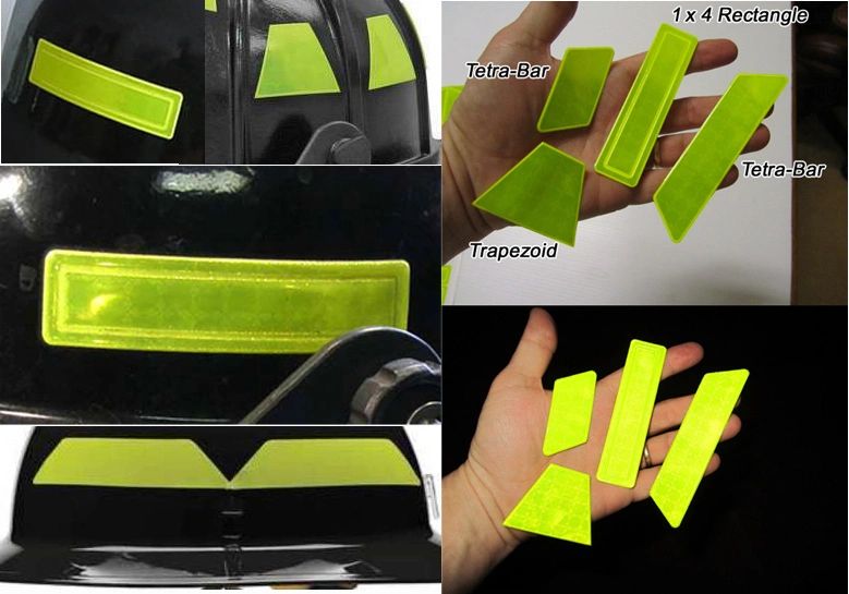 FIRE HELMET NFPA COMPLIANT REFLECTIVE DECALS - FLUORESCENT LIME