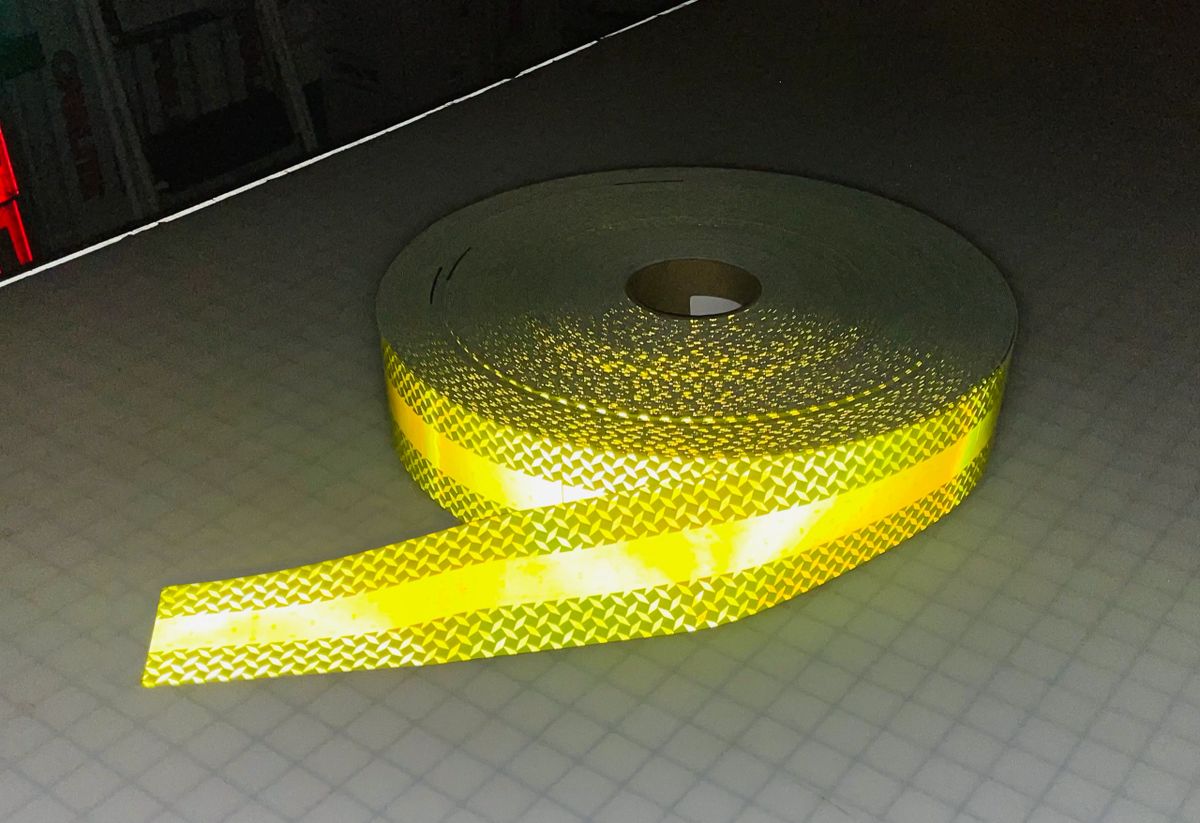 FTP-2575S : 3" Diamond Fire Trim - "With Stripe" - 30' & 100' - NFPA Lime