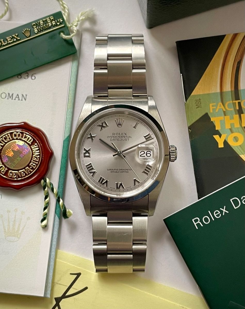 Rolex Datejust 36mm | 16200 Rhodium Roman - Super Mint Full Set