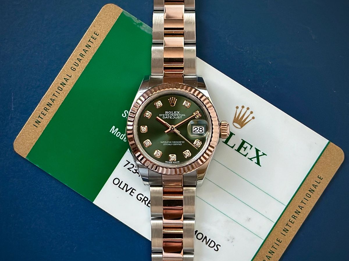 (SOLD) 2016 Rolex Lady Datejust 28mm | 279171 Olive Green 10 Diamonds ...