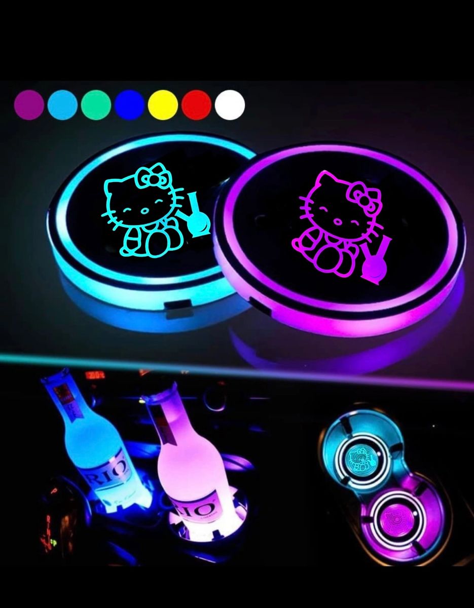 MELLO KITTY Kawaii Light Up Car Coasters | SET OF 2