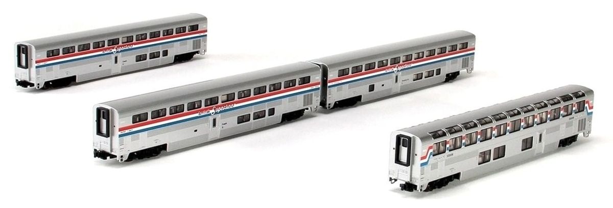 Kato N 1063517 Superliner 4-Car Set, Amtrak (Phase III) Set A