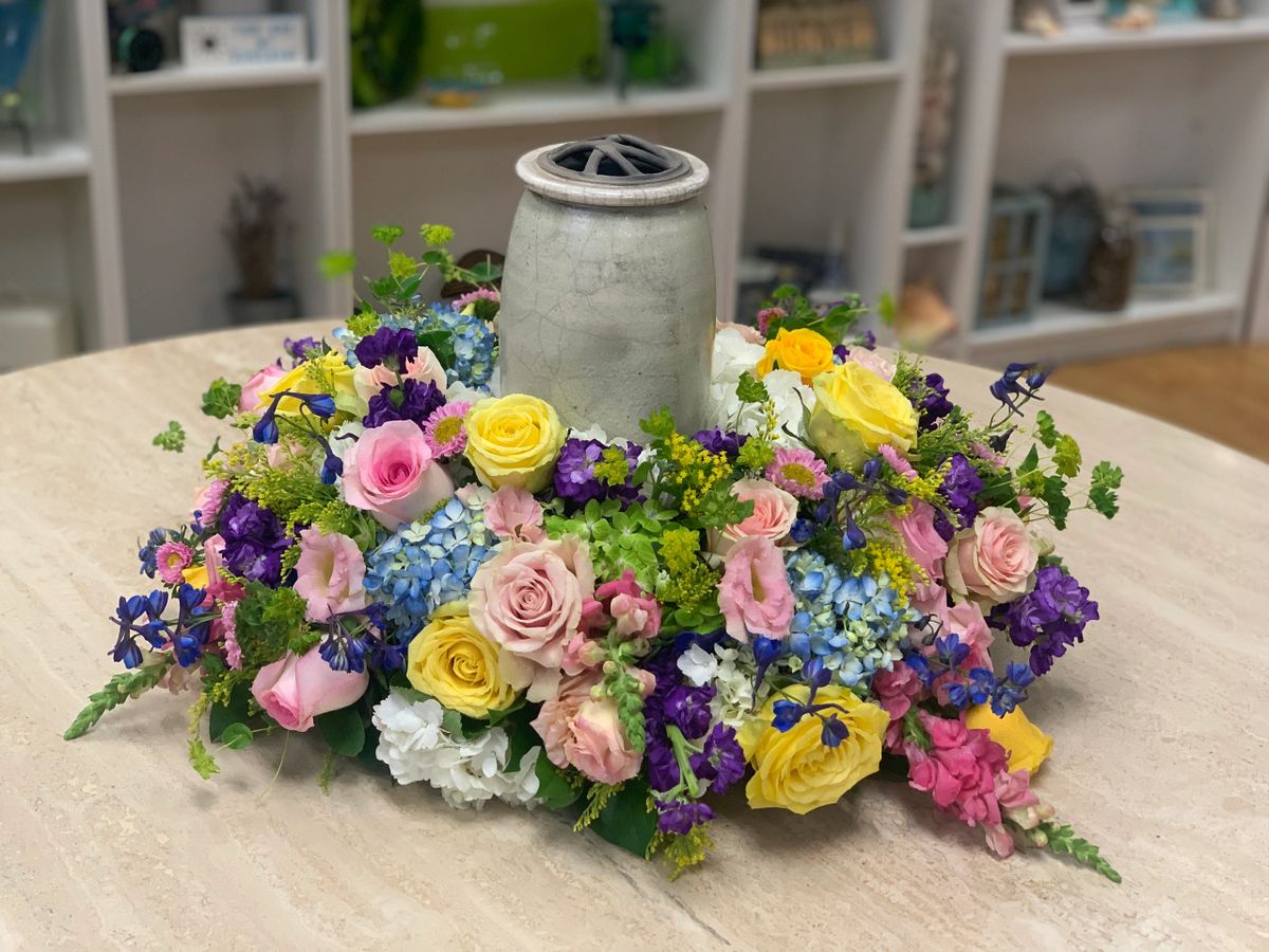 Floral Wreath for a Cremation Urn - In a Variety of Color Palettes from ...