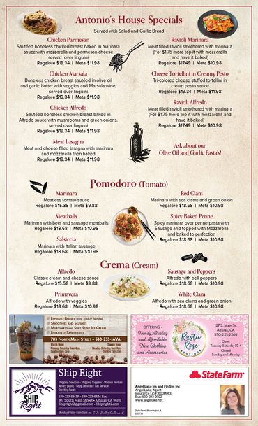 Antonio's Menu
