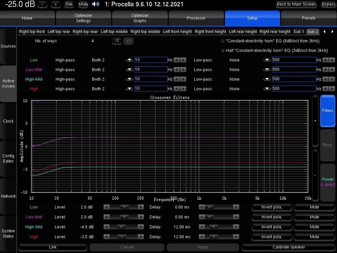 Trinnov ALTITUDE 32 multiple subwoofer optimization.