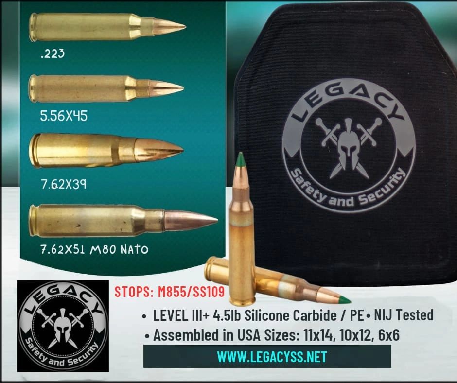 LEVEL III+ 10×12 & 6x6 Stand-Alone Multi-Hit Rifle Plates by Legacy ...