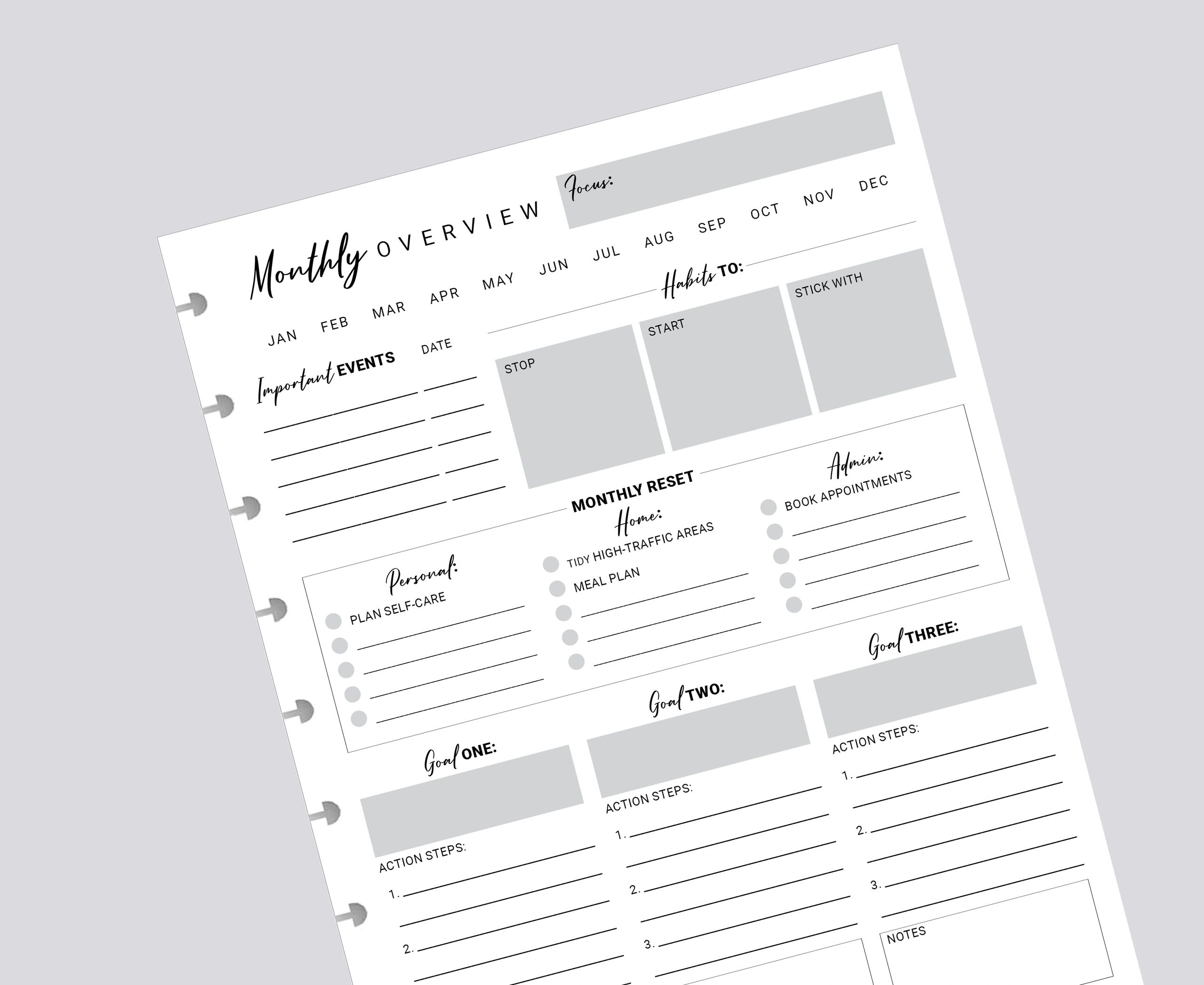 Free Monthly Overview Printable: Download Today!