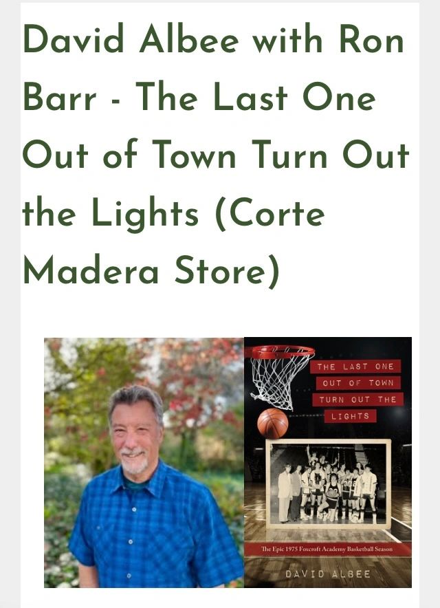 In conversation with Ron Barr 3/8 at 4 pm at Book Passage