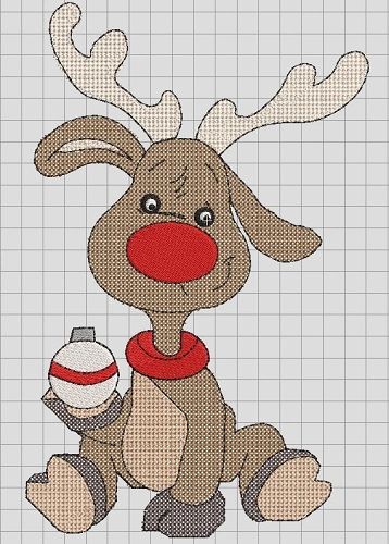 Rudolph the red nosed reindeer cross stitch embroidery design