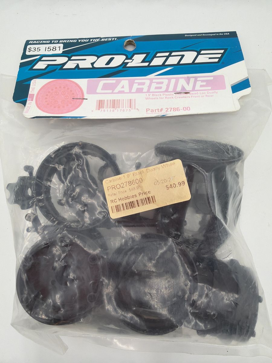New Proline 1.9 Carbine Black Plastic Beadlocks Dually Wheels