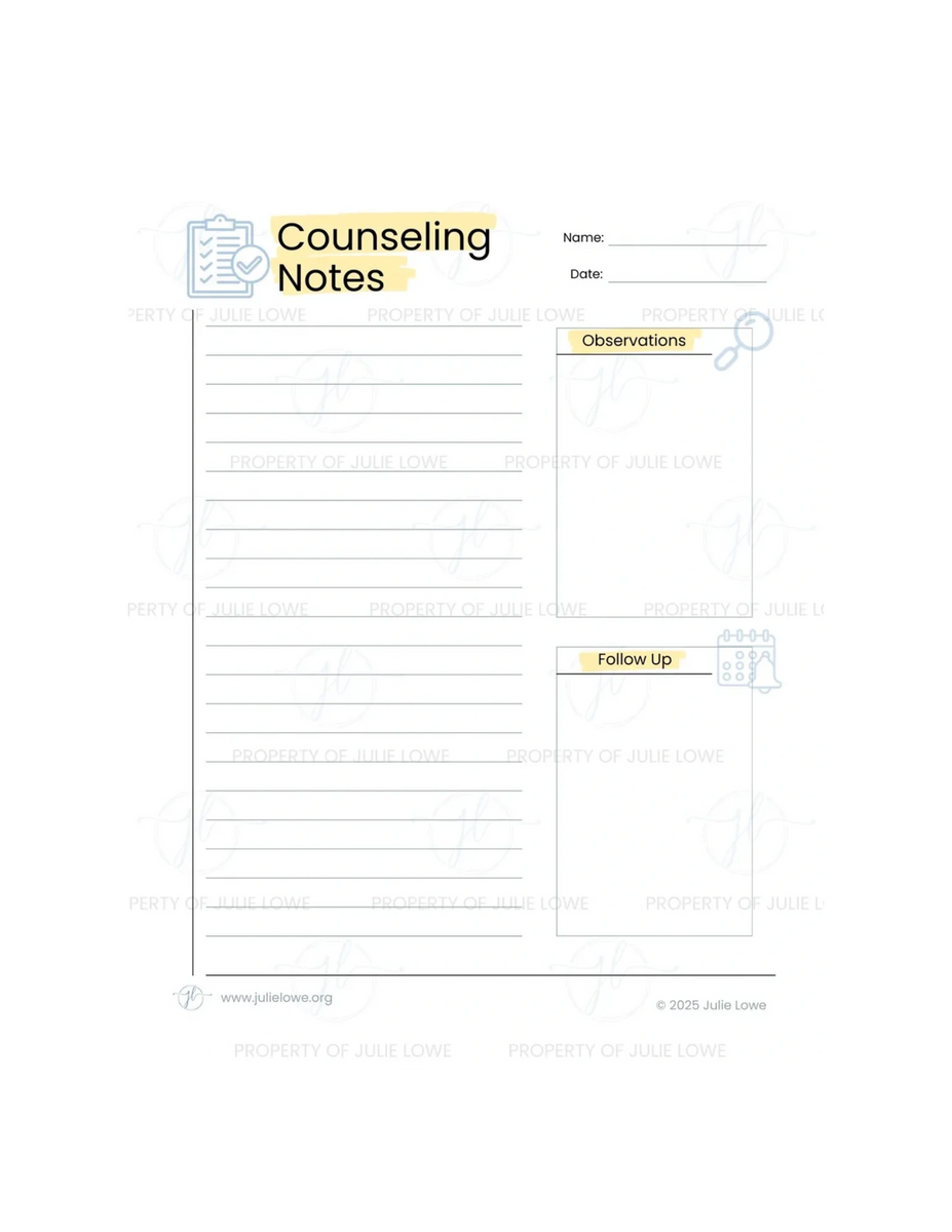 Counseling Notes (Plus Bonus Homework Ideas!)