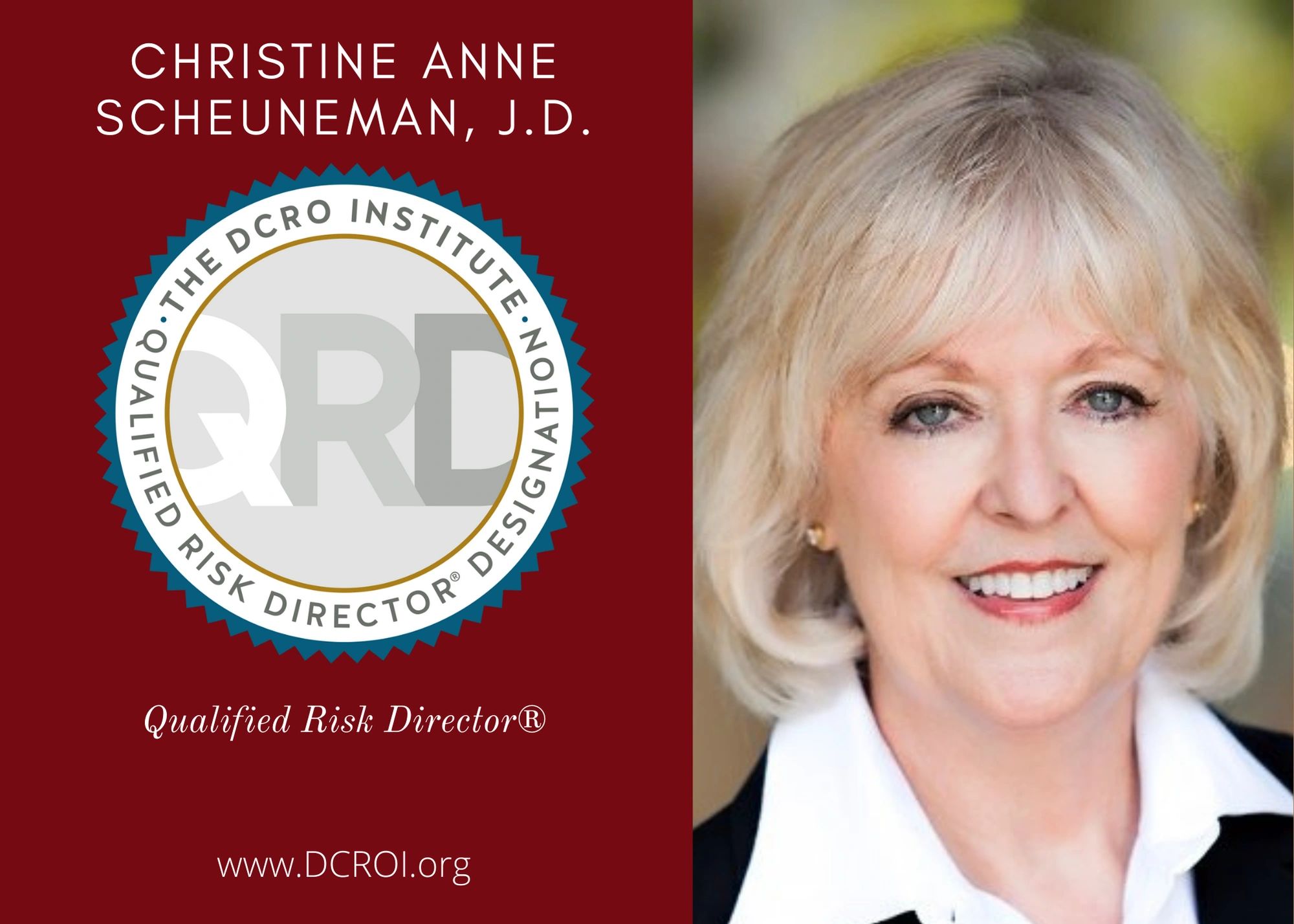 Christine Anne Scheuneman, J.D. Named a Qualified Risk Director®