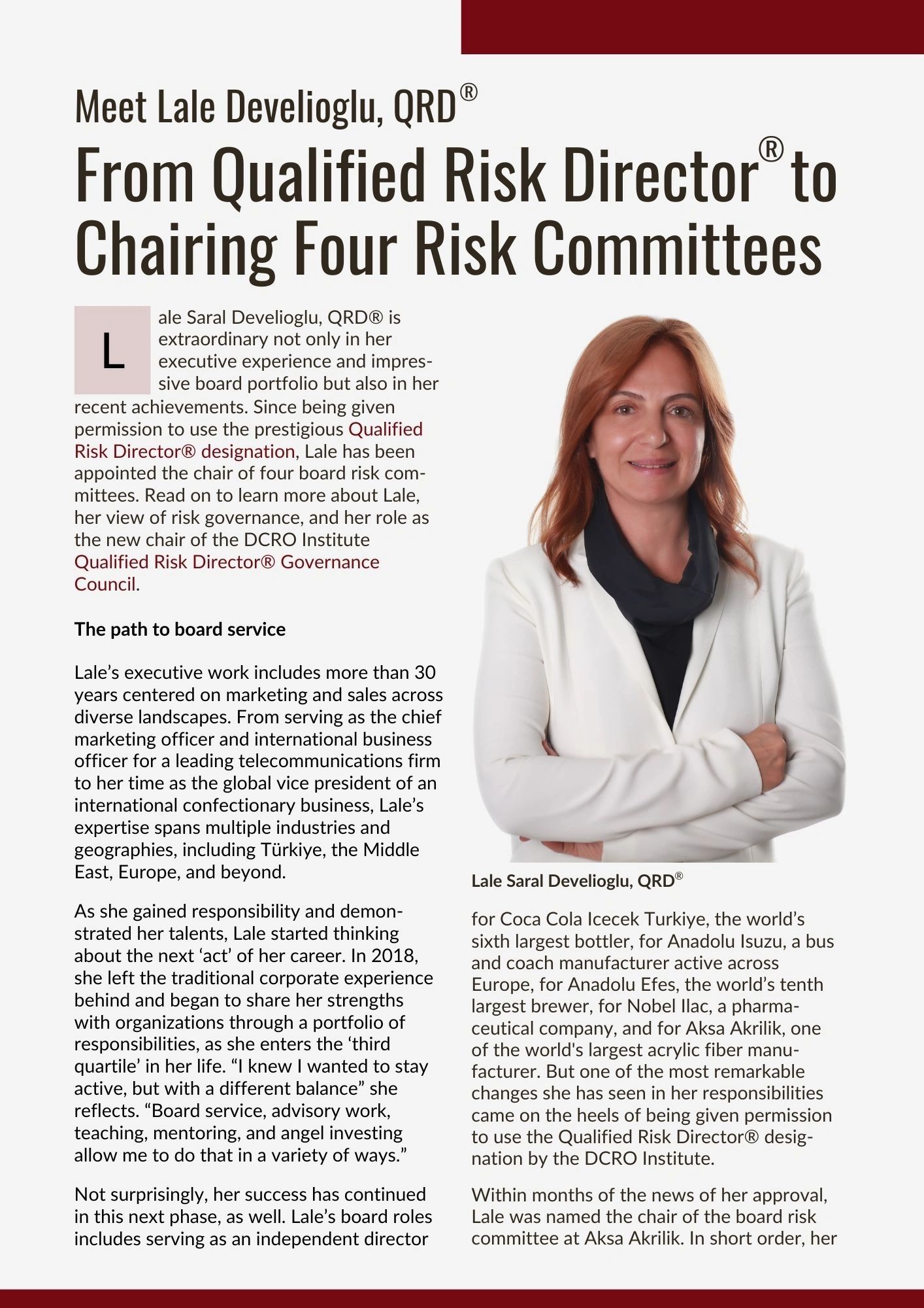From Qualified Risk Director® to Chairing Four Risk Committees