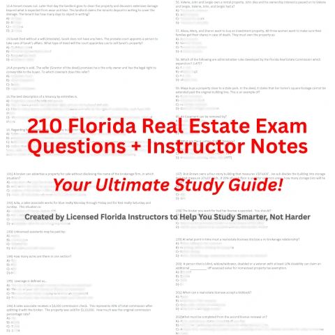 Florida Real Estate Exam Study Packet: 210 Practice Questions with ...
