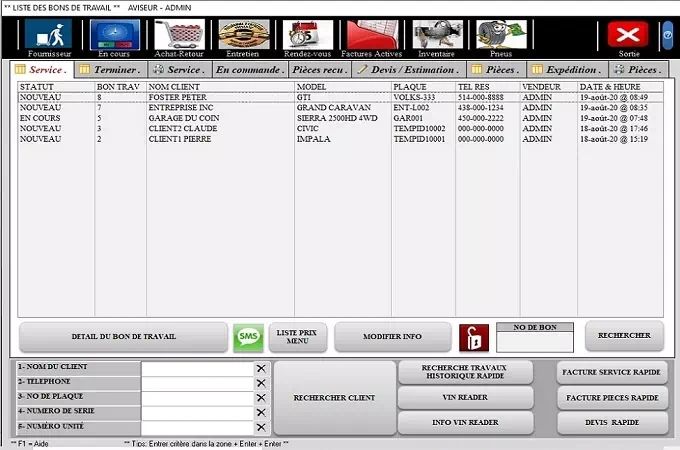 Création de bon de réparation