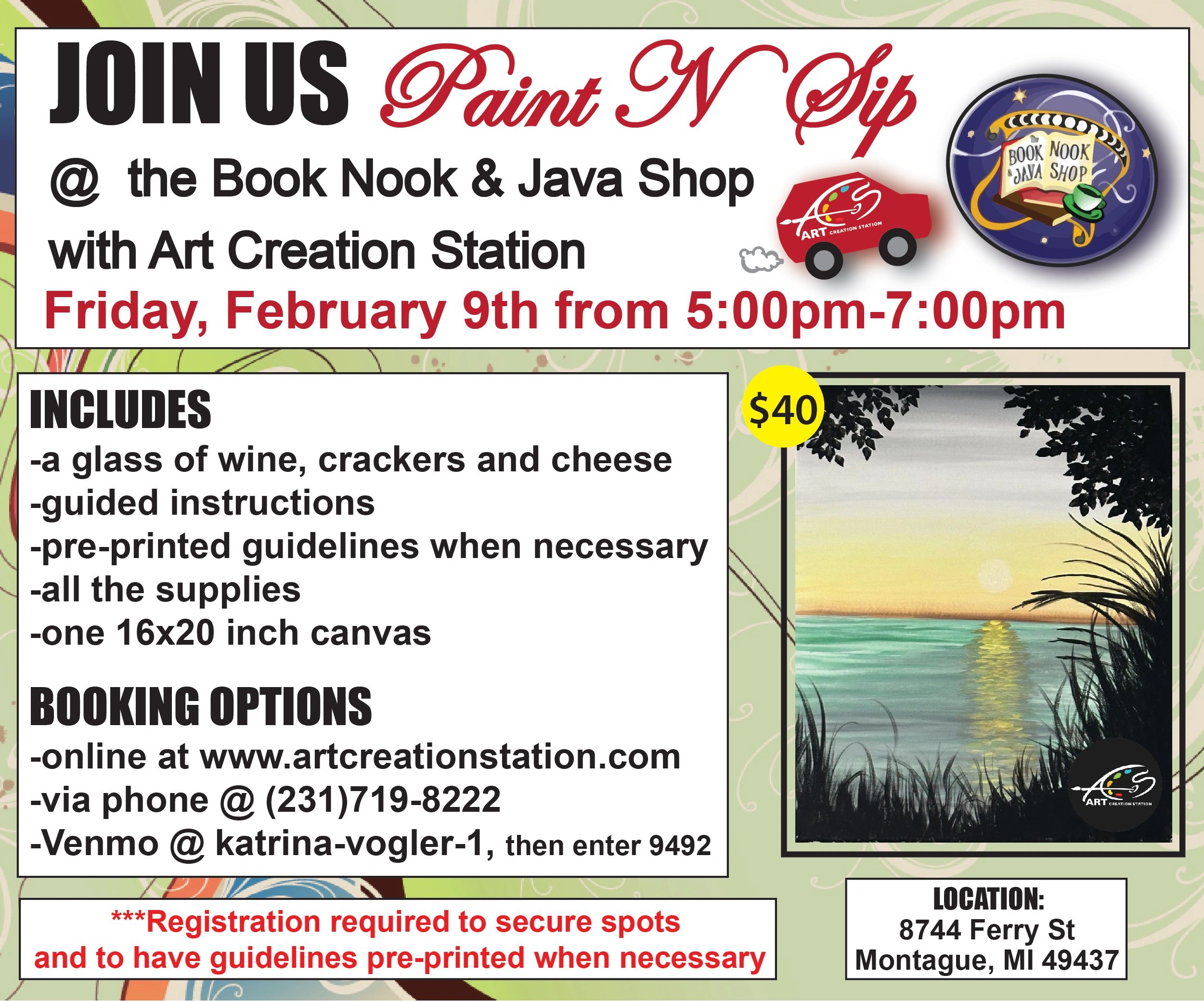 PAINT N SIP @ THE BOOK NOOK AND JAVA SHOP