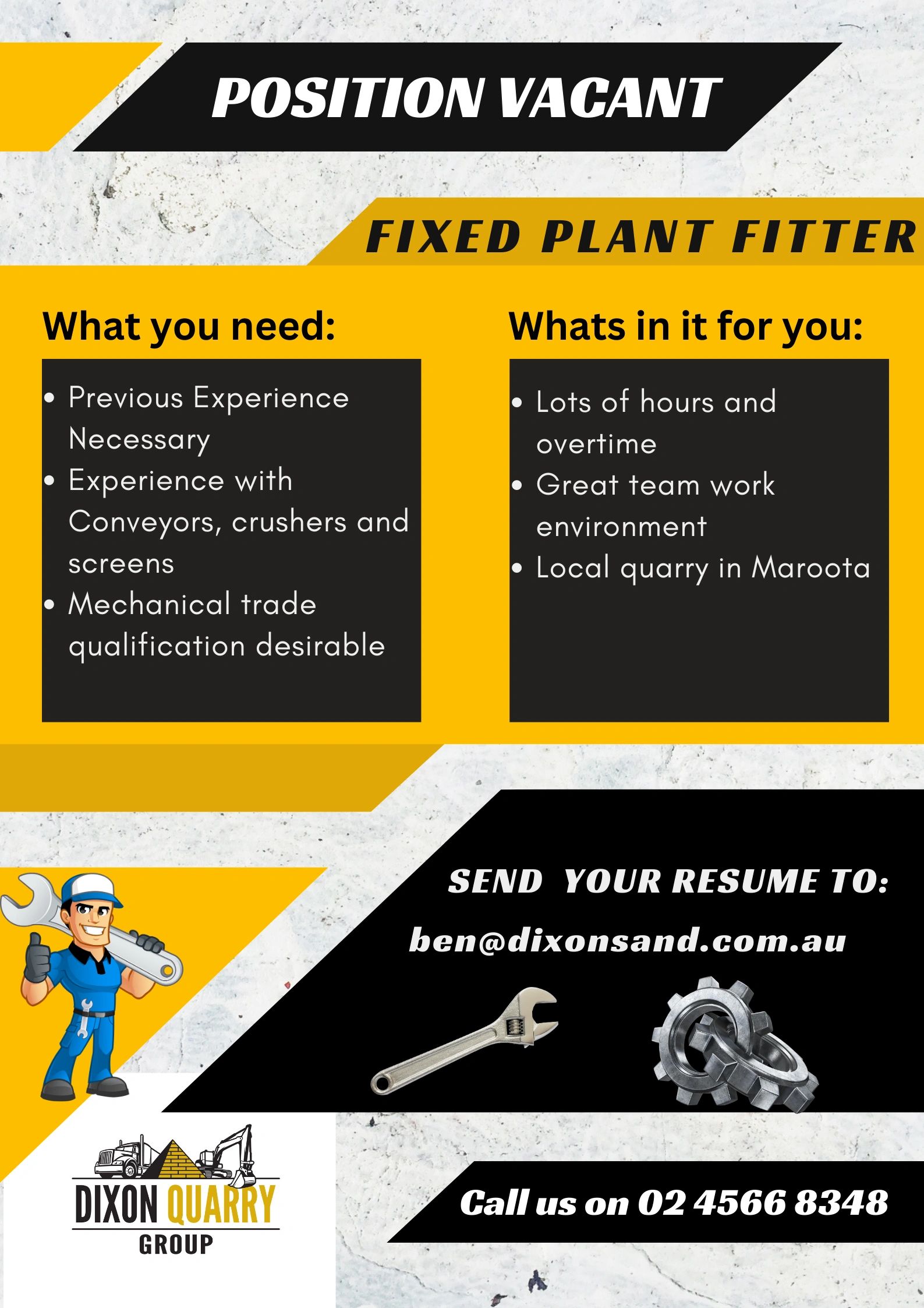 Job Vacancy | Dixon Quarry Group