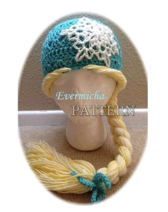 Ice Queen Elsa crochet rapunzel wig hat pattern