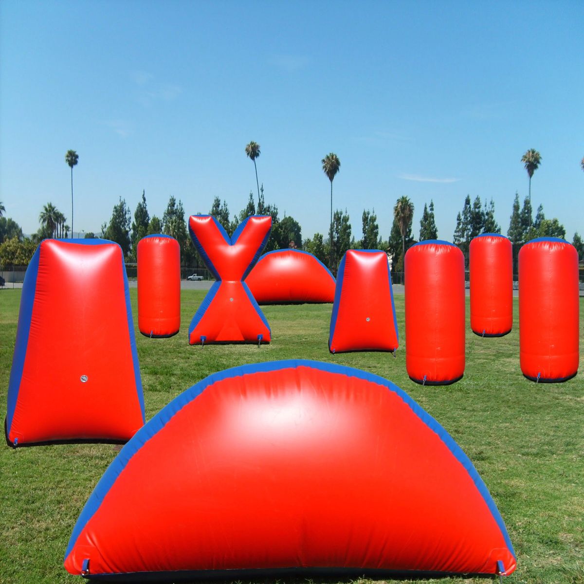 9-Piece Red/Blue Inflatable Air Bunker Set