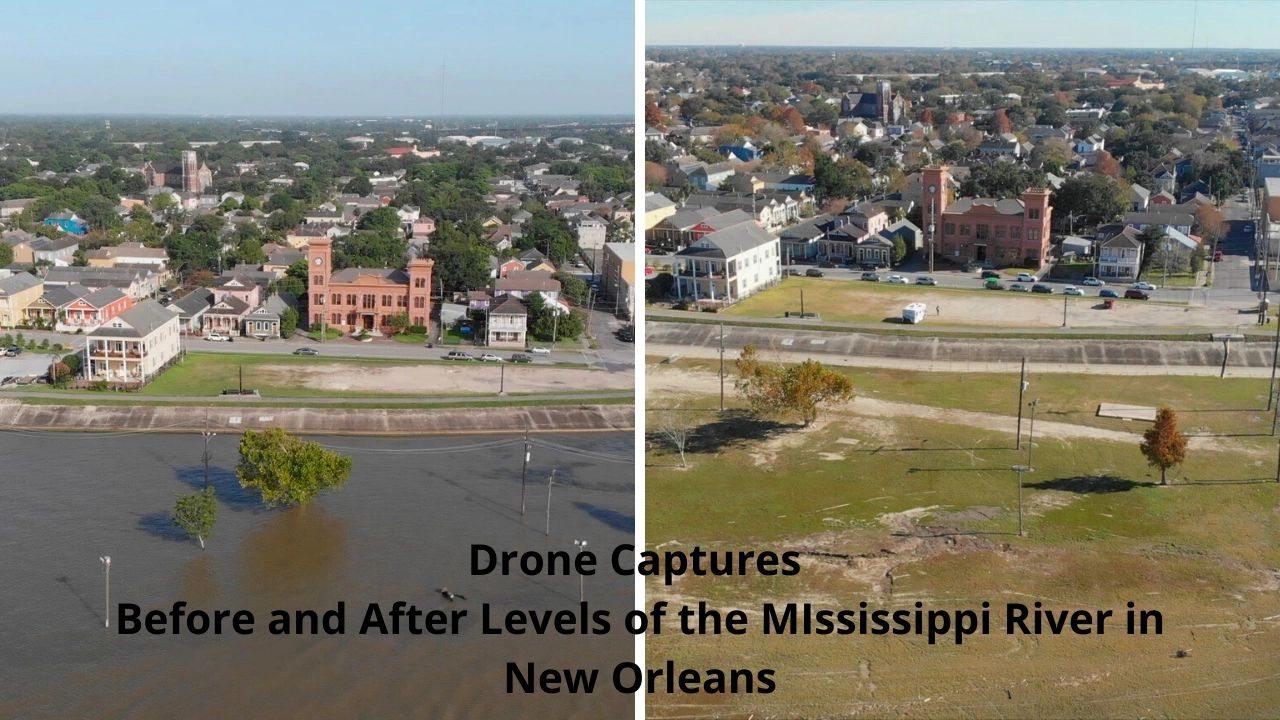 Drone Captures Mississippi River Flood Levels