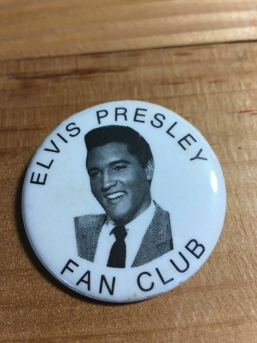 Vintage ELVIS PRESLEY FAN CLUB Photo Pin Back Button Mint Condition