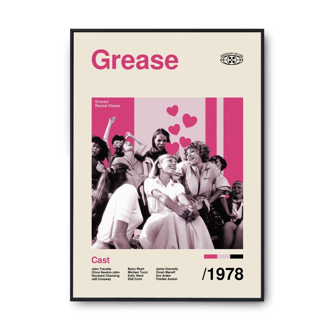 Grease 1978 Mid-Century Movie Poster
