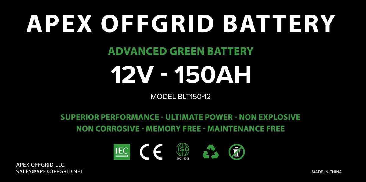 12V 150 AH Apex Off Grid Battery