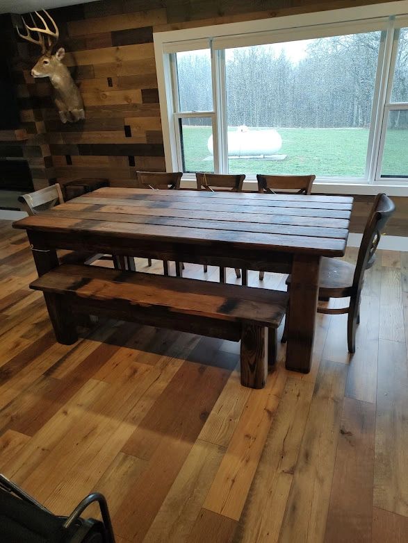 Extra Large Rustic Country Farmhouse Dining Table Set Custom Colors Sizes